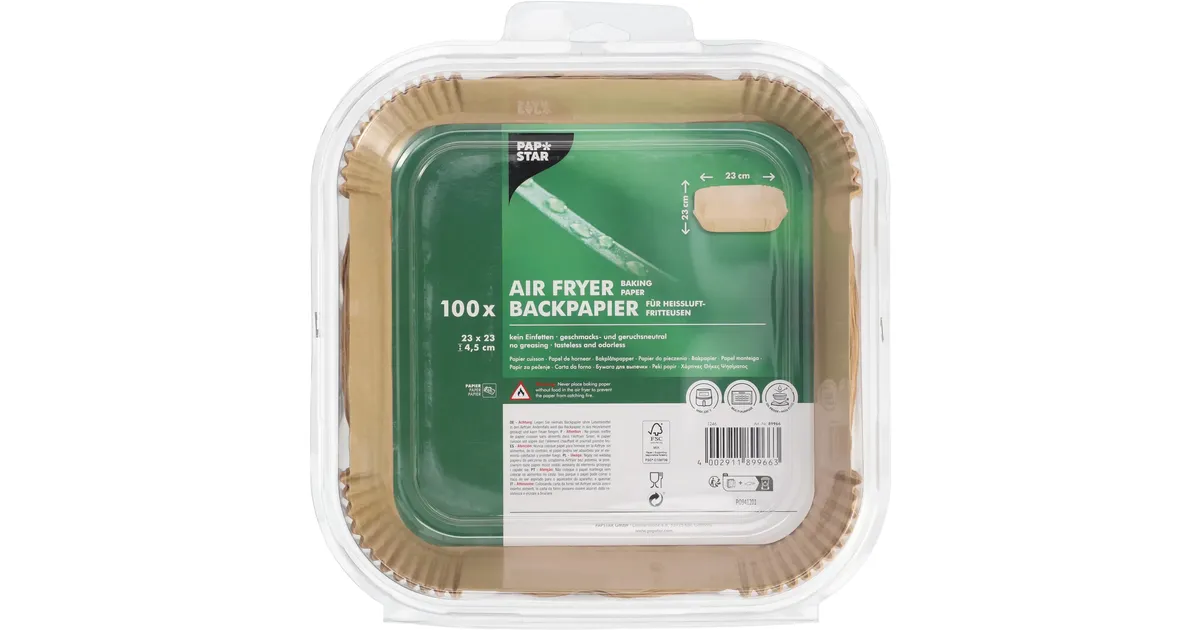 Papstar Backpapier für Heißluftfritteusen 23 cm eckig 100 St. | juuhu.at