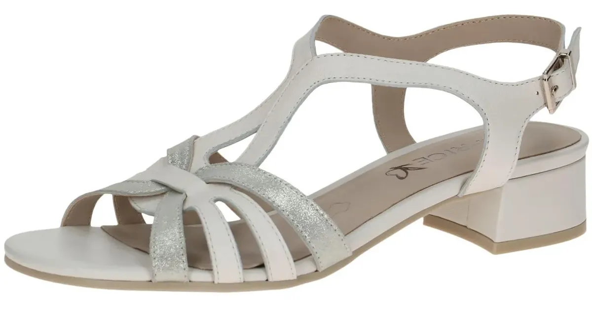 CAPRICE Sandalen mit Absatz aus Leder mit Blockabsatz, Weiß (Offwh ...