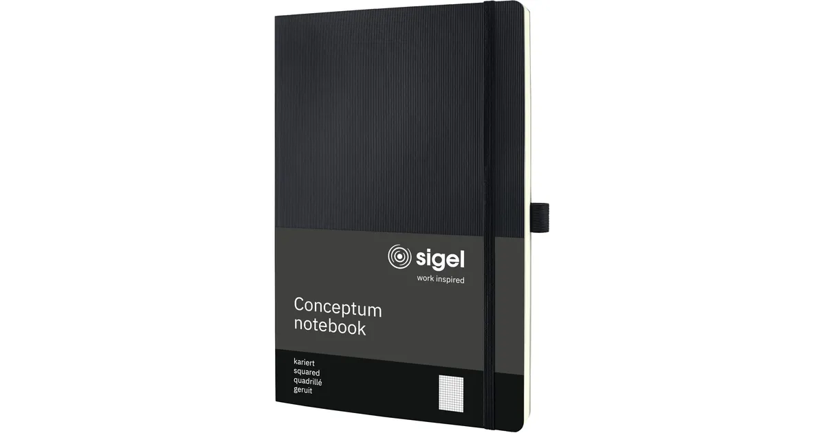 Sigel Notizbuch Conceptum® ca. DIN A4 kariert, schwarz Softcover 194 ...