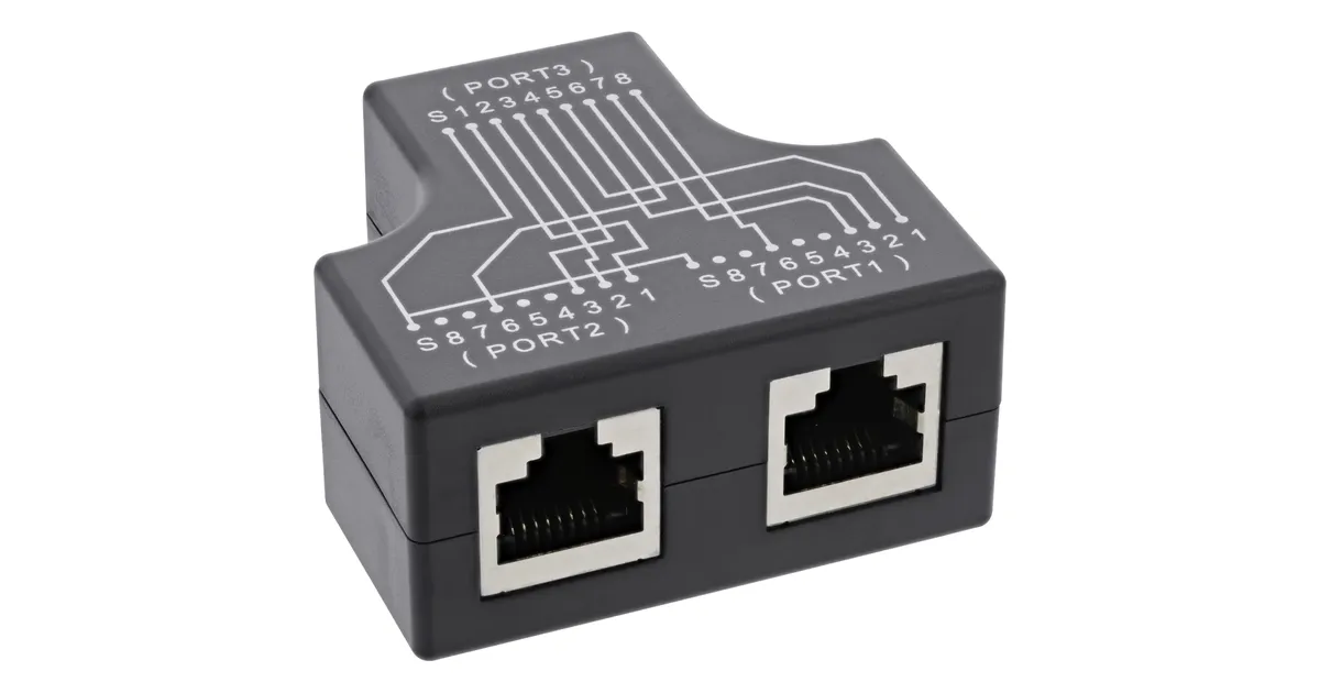 InLine Cat.5e STP T-Adapter (Port-Doppler), RJ45 Buchse an 2x RJ45 ...