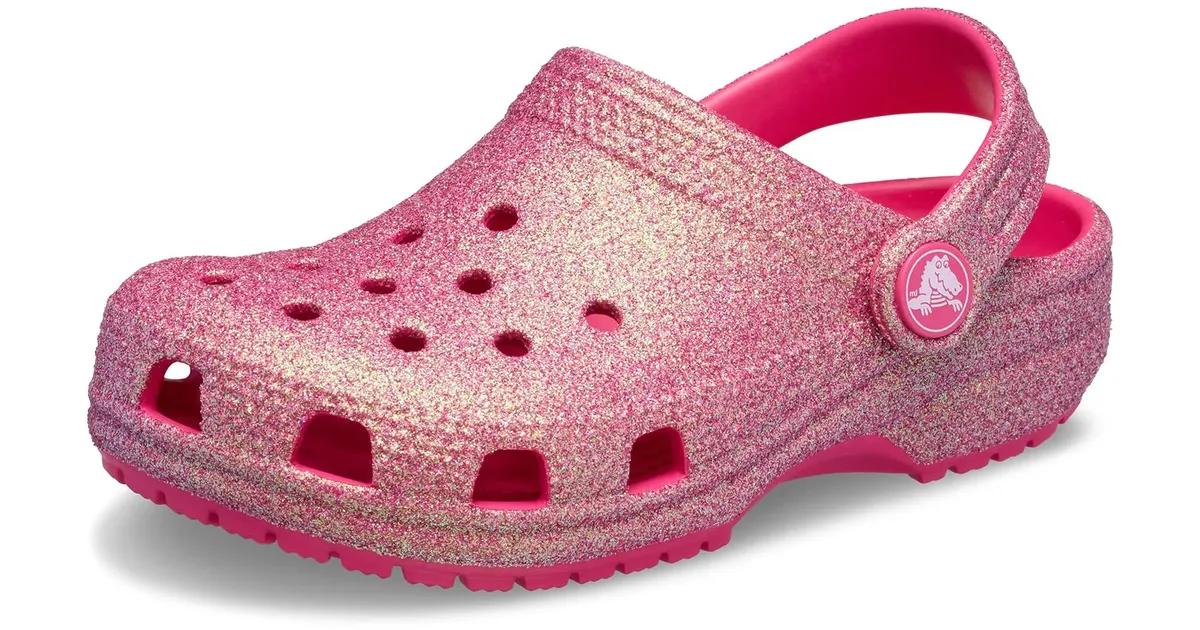 Crocs Unisex Kinder Classic Iridescent Glitter CgT Clog, Dragon Fruit ...
