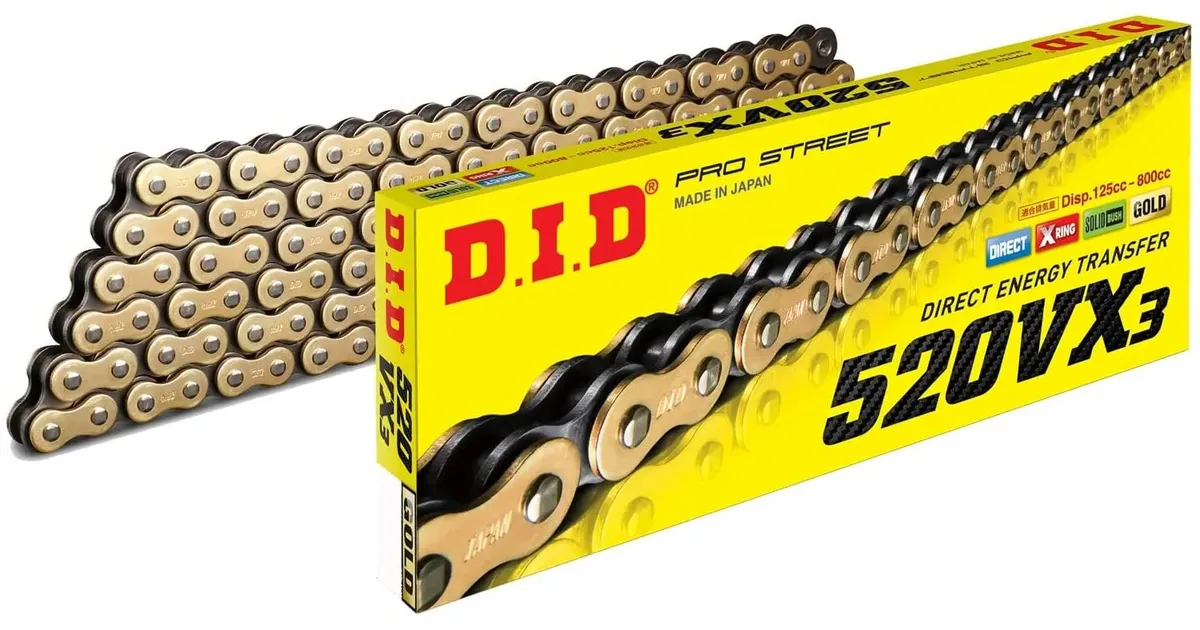 D.I.D 520VX3 Kette Gold & Schwarz 112 Glieder mit Nietenverbindung ...