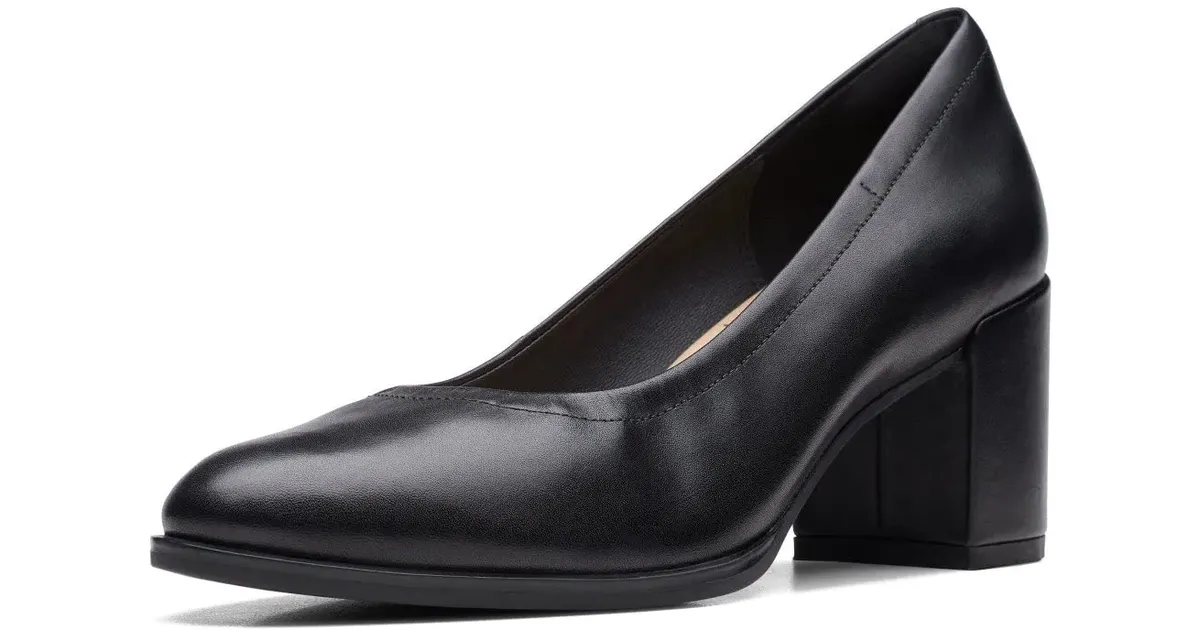 CLARKS Freva55 Court High Heels Black Leather 39 1/2 | juuhu.at