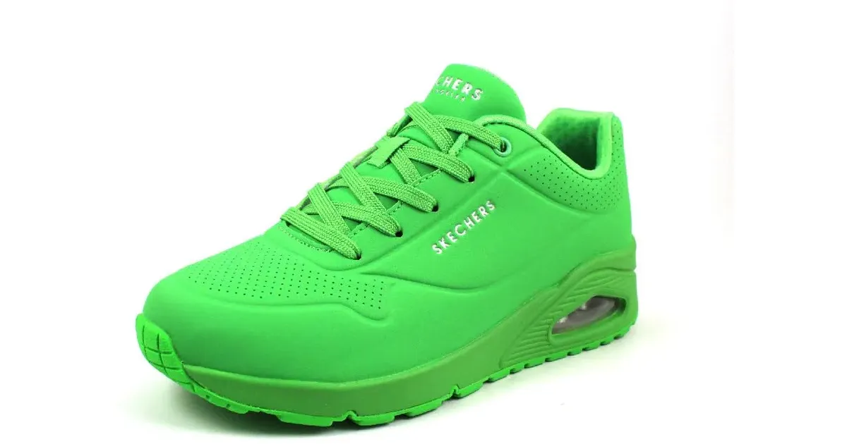 SKECHERS Uno Stand On Air Sneakers, Grünes Durabuck Mesh, 37.5 EU ...