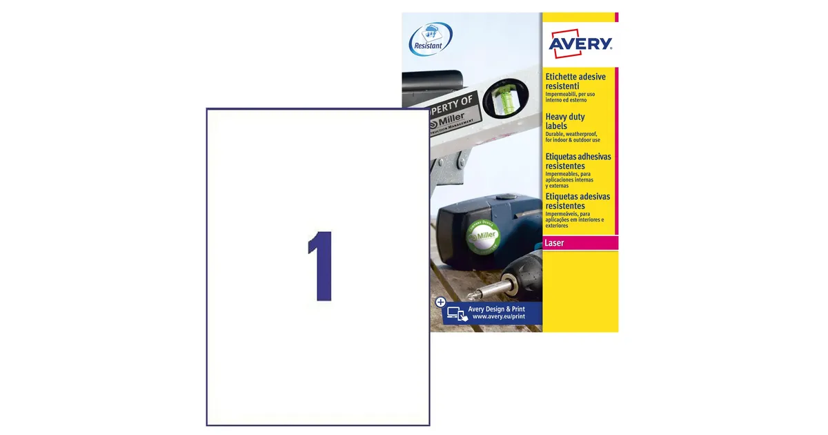 Avery Zweckform wetterfeste Folienetiketten L4775-100 weiß 210,0 x 297 ...